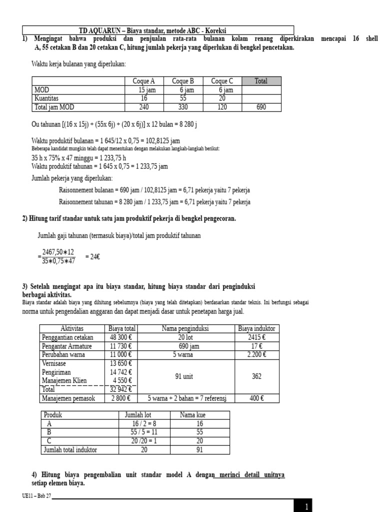 Biaya Standar dan Analisis ABC Model A | PDF