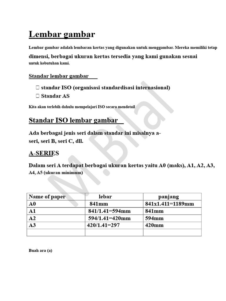 Standar Ukuran Lembar Gambar ISO dan AS | PDF