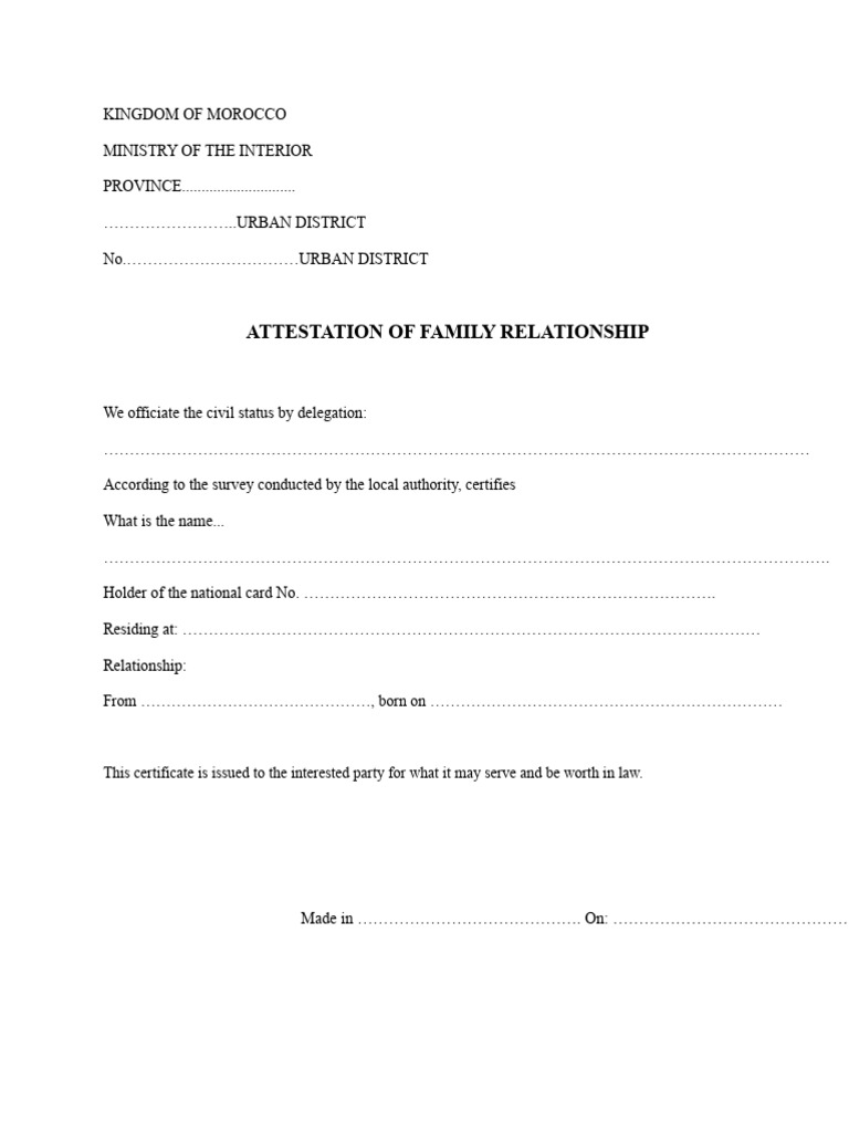Certificate of Family Relationship | PDF