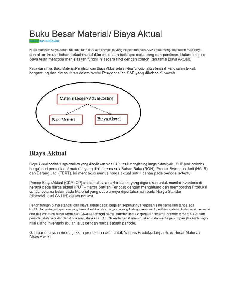 Buku Material dan Biaya Aktual SAP | PDF