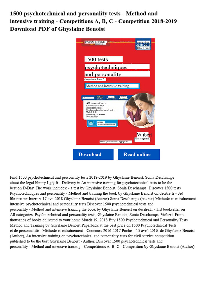 1500 psychotechnical and personality tests - Method and intensive ...