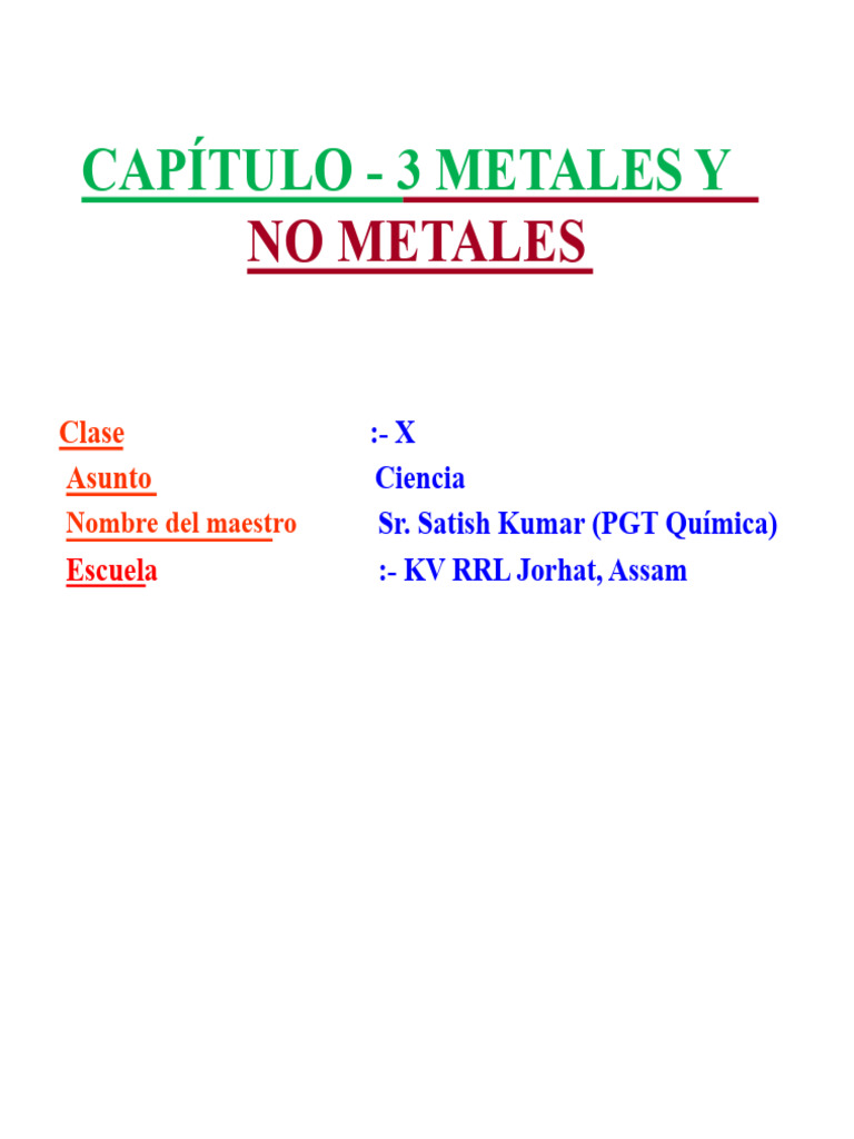 Propiedades de Metales y No Metales | PDF | Rieles | Compuestos químicos
