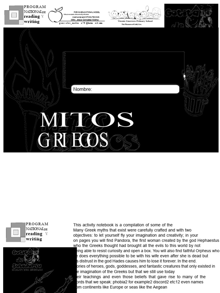 Greek Myths, Reading Notebook, Activities and Pastimes - PDF Version 1 ...
