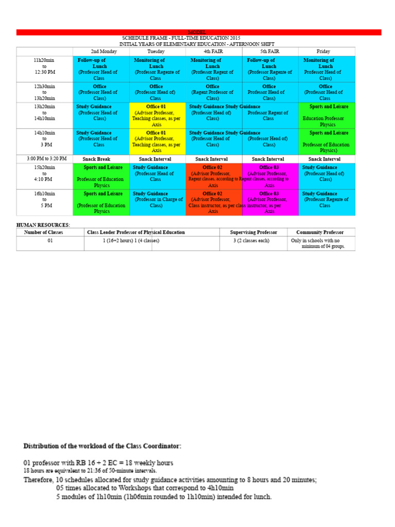 Full-Time Education Schedule 2015 | PDF