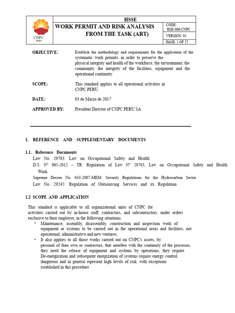 Work Permit and ART Procedure | PDF | Crane (Machine) | Risk