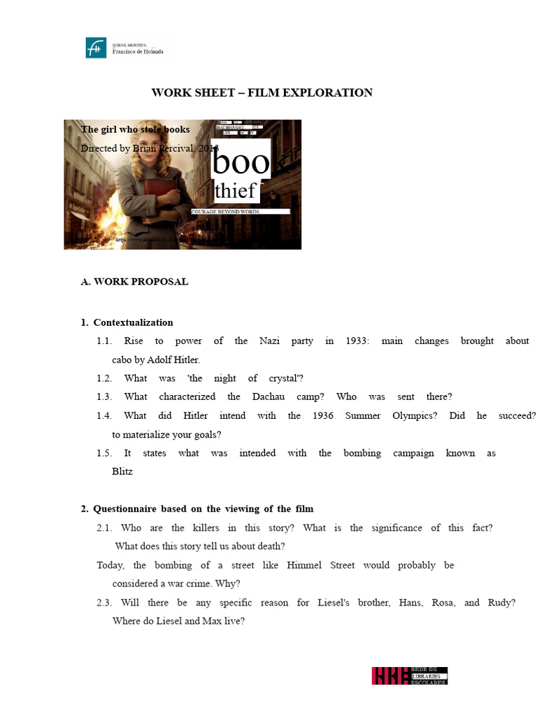 WORKSHEET - The Book Thief | PDF