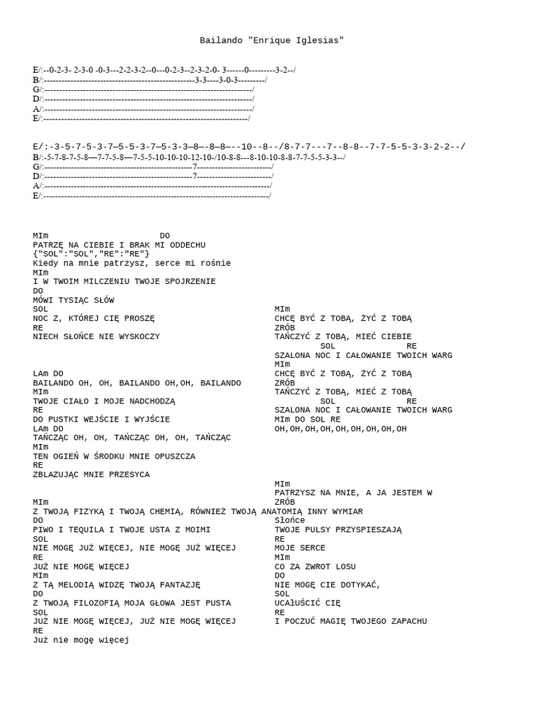 Bailando Enrique Iglesias tab | PDF
