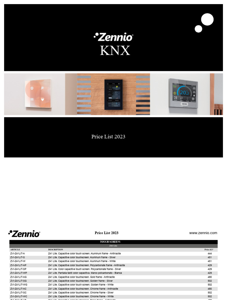 KNX Touch Screen Price List 2023 | PDF | Touchscreen | Consumer Electronics