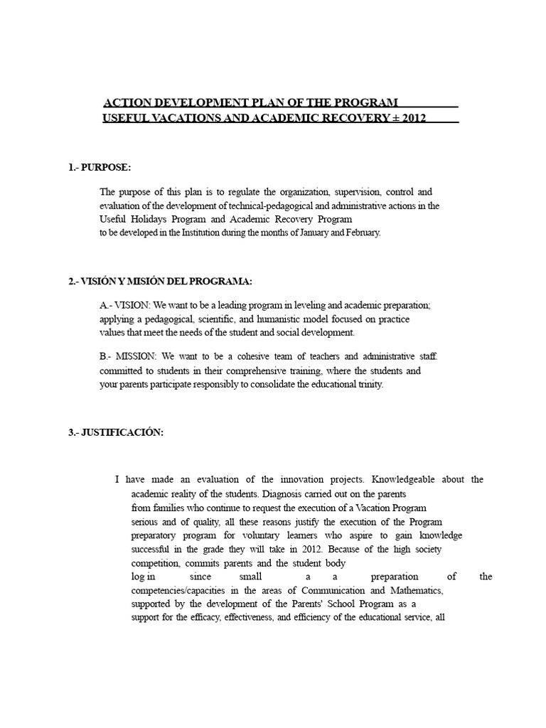 Work Plan for the Academic Recovery Program | PDF | Teachers | Pedagogy