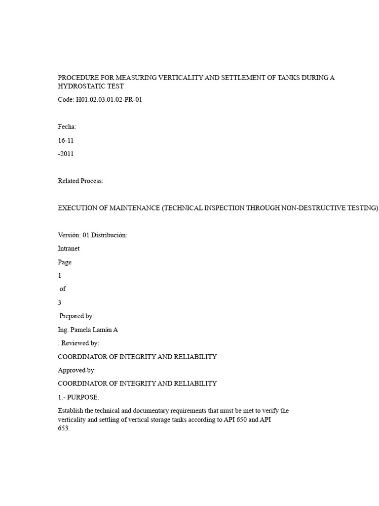 Tank Verticality and Settlement Testing | PDF