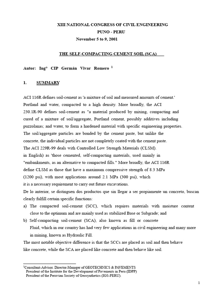 Self-Compacting Cement Soil in Peru | PDF | Concrete | Construction ...