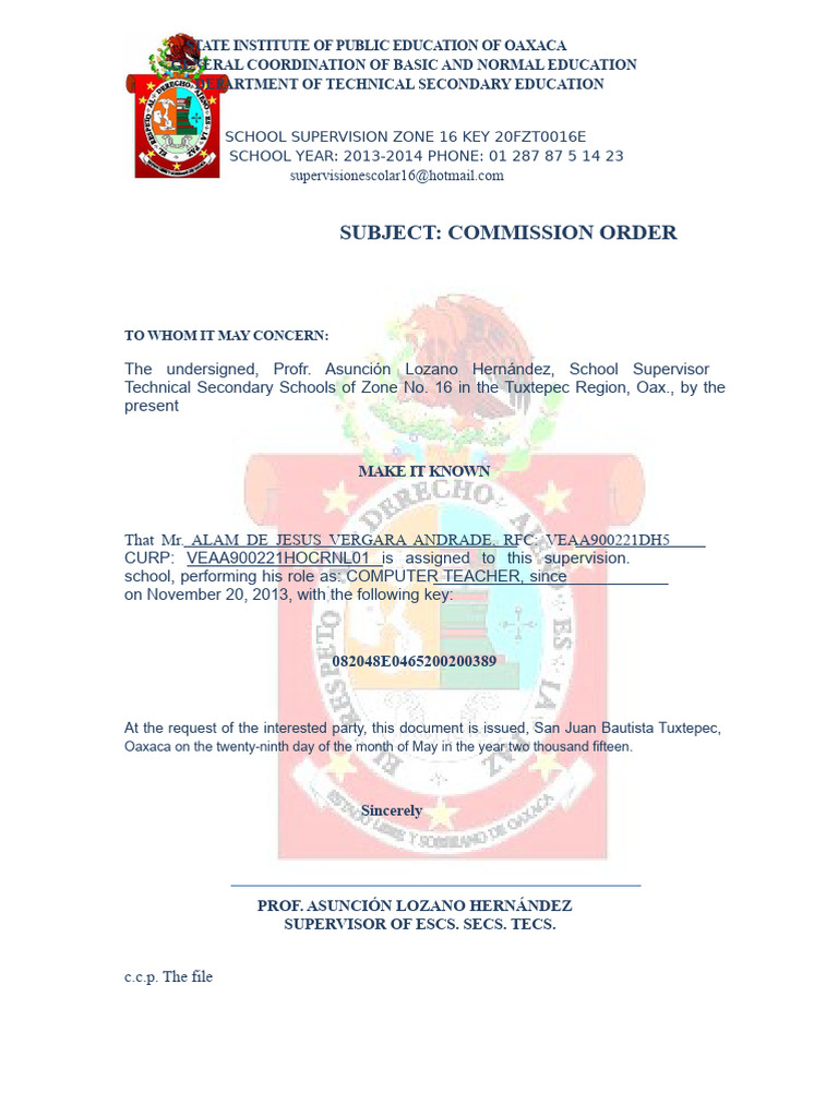 Certificate of School Supervision | PDF