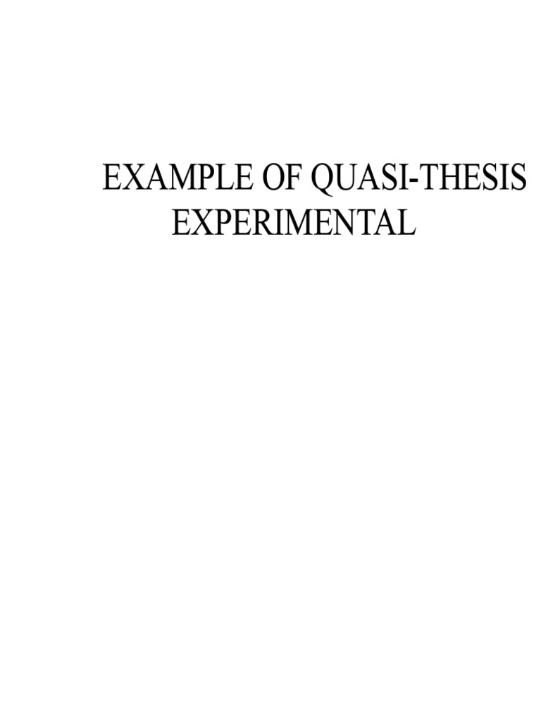 Example of Quasi-experimental Thesis | PDF