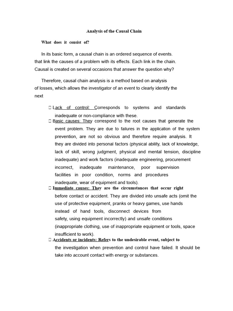 Analysis of the Causal Chain. | PDF | Causality