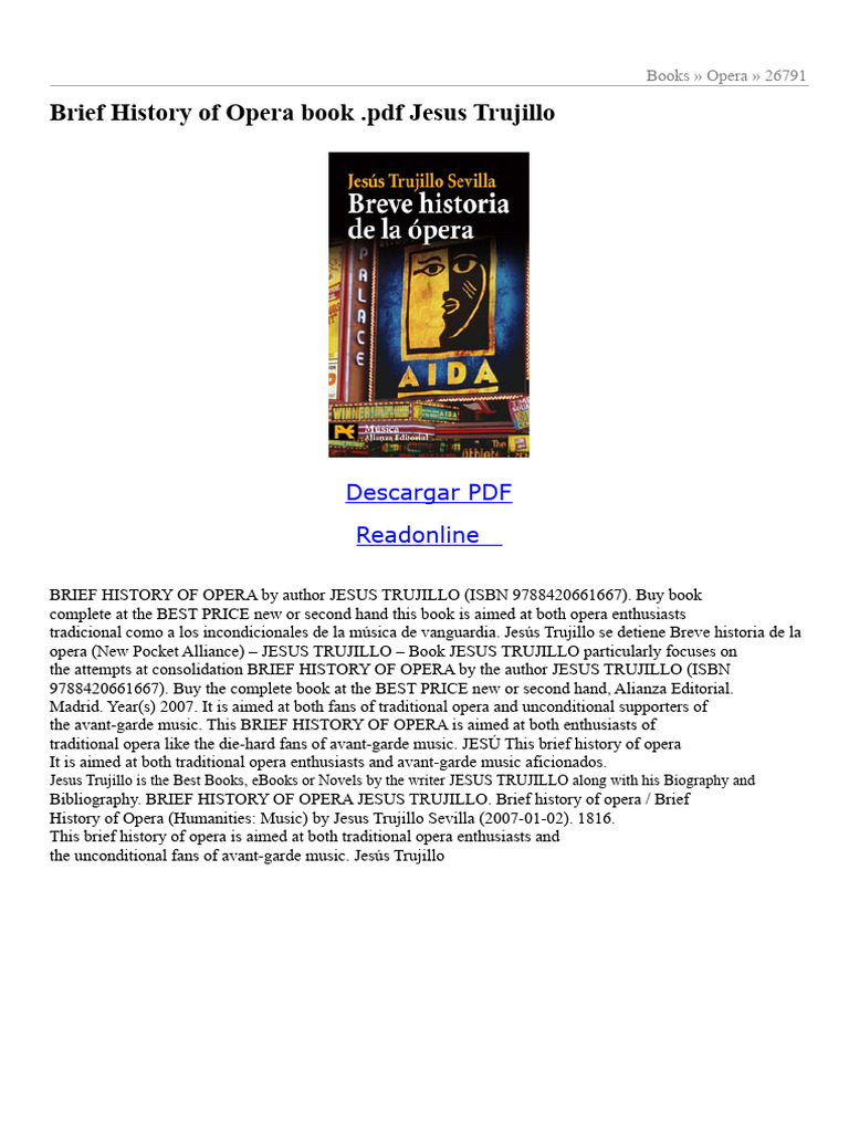 Brief History of Opera by Jesus Trujillo | PDF