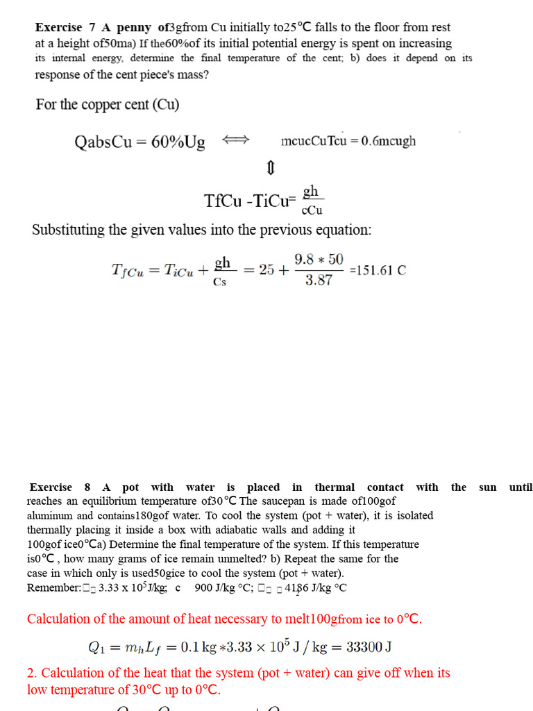 Solution Exercises 2nd Week | PDF | Heat | Heat Capacity