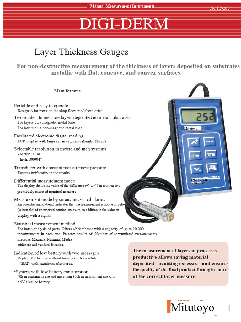 DIGI-DERM Layer Thickness Gauges | PDF | Metals | Measurement