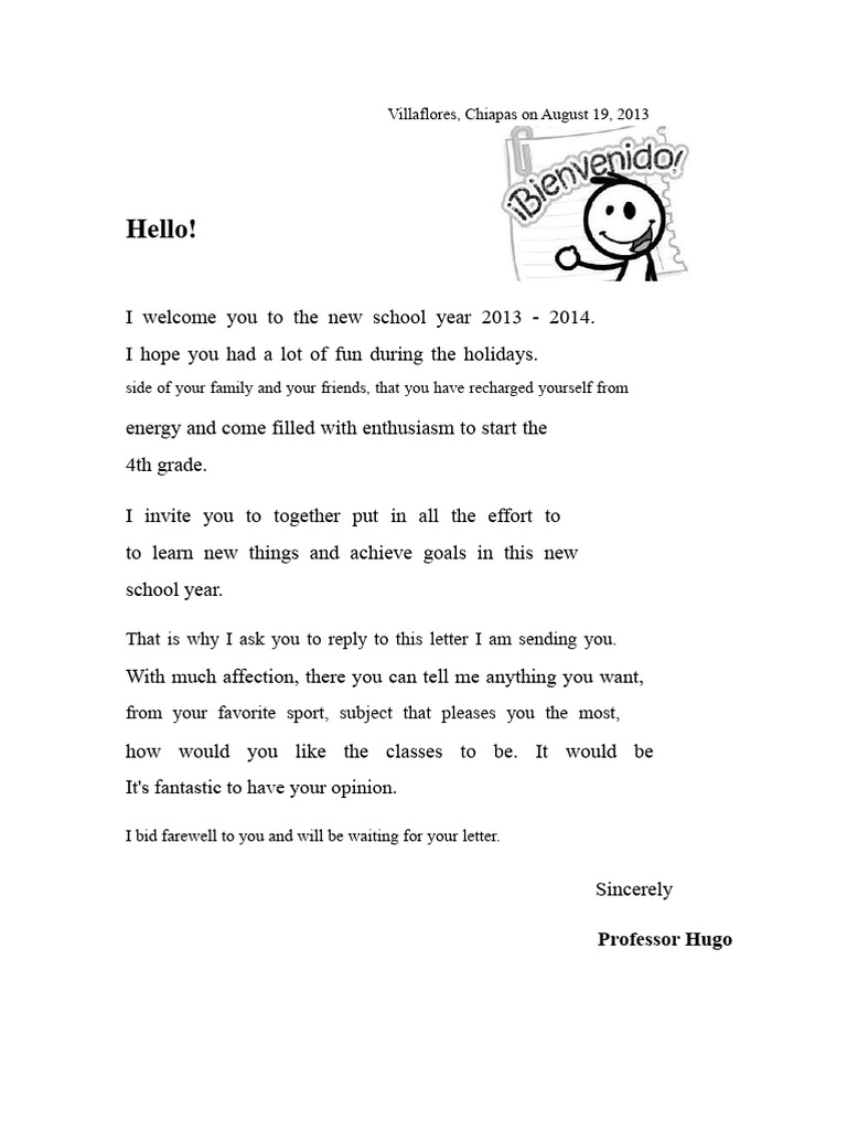 welcome letter to the children | PDF