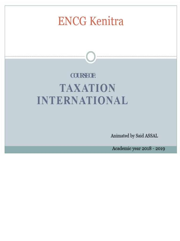 Complete Course on International Taxation | PDF | Taxes | International ...