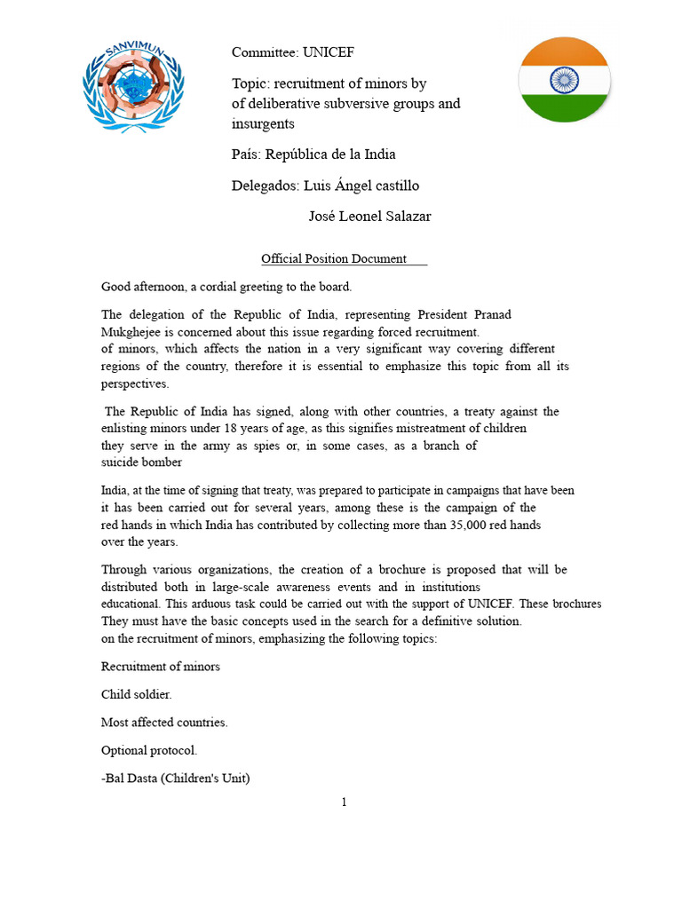 Official Position Document | PDF | Childhood | Human Rights