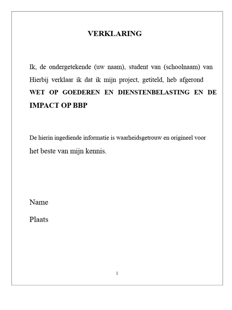 Wet Op de Goederen - en Dienstenbelasting en de Impact Op Het BBP | PDF