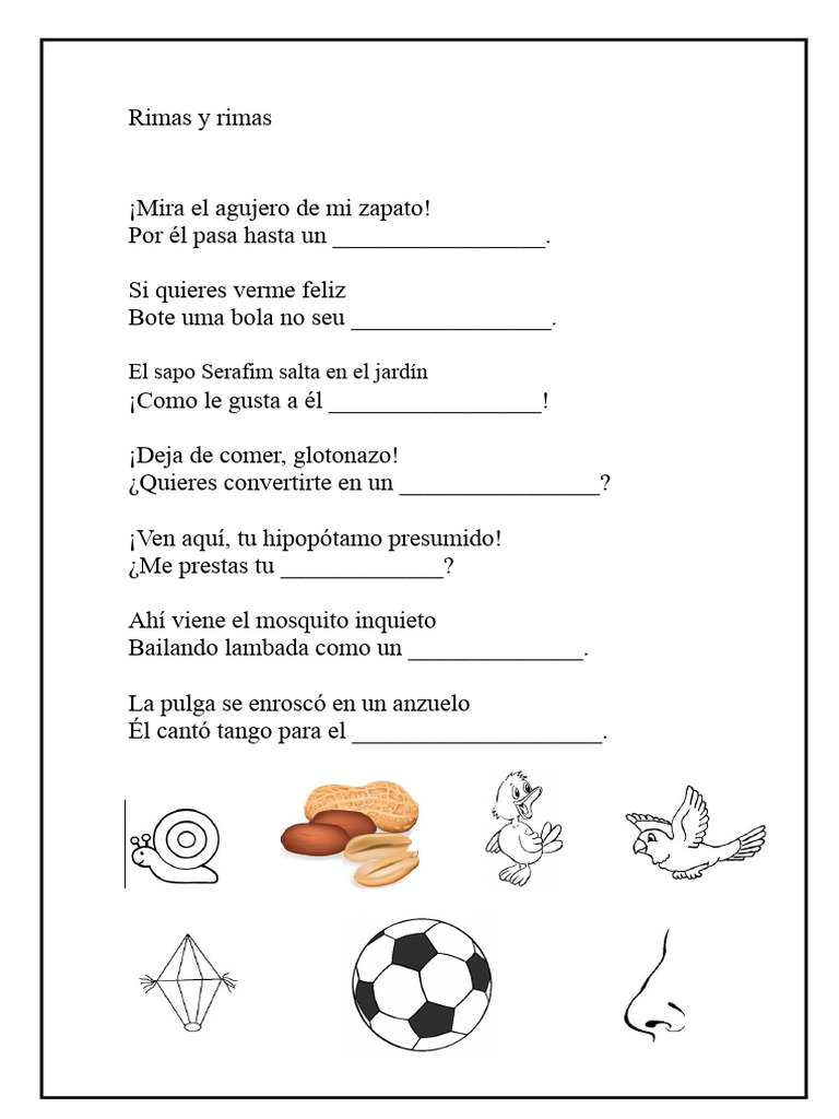 Actividades Sobre Rimas y Rimas | PDF