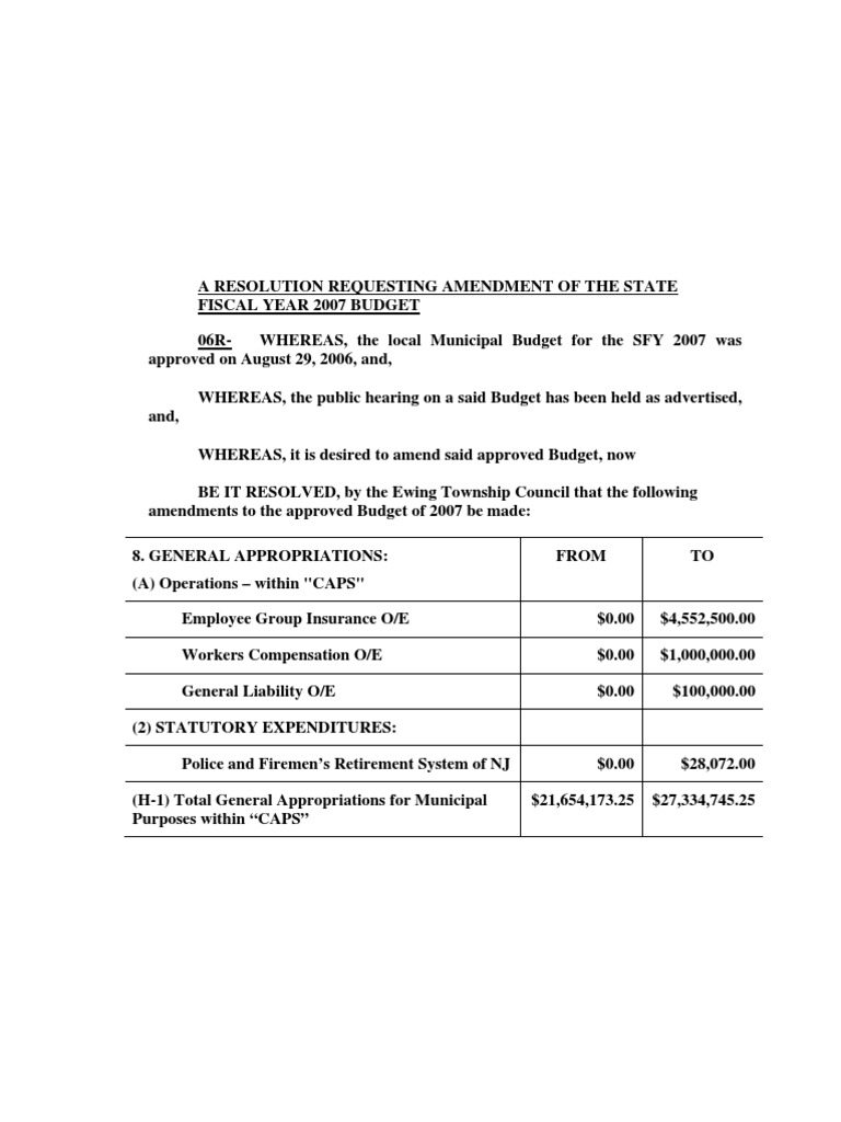 Proposed Budget Amendment 2007 | PDF | Finance & Money Management | Law