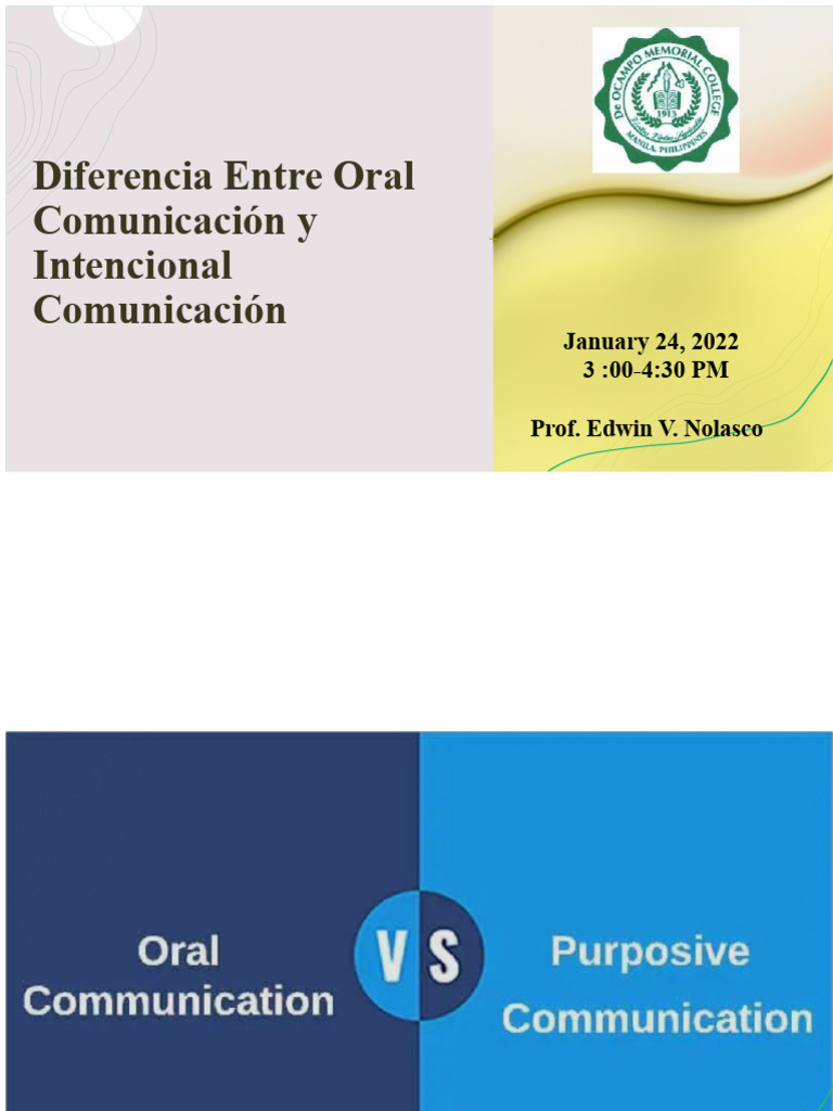 Comunicación Oral Vs Comunicación Intencional | PDF | Comunicación ...