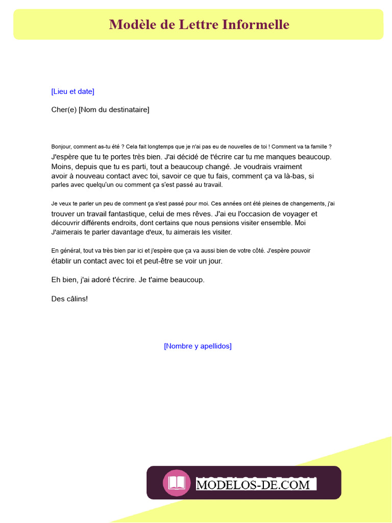 Modèle de Lettre Informelle Amicale | PDF