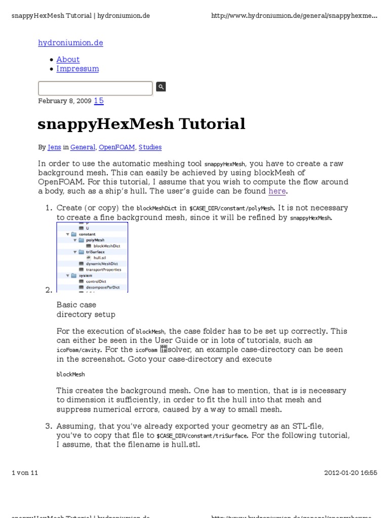 SnappyHexMesh Tutorial | PDF | Computer File | Directory (Computing) SnappyHexMesh Tutorial | PDF | Computer File | Directory (Computing)