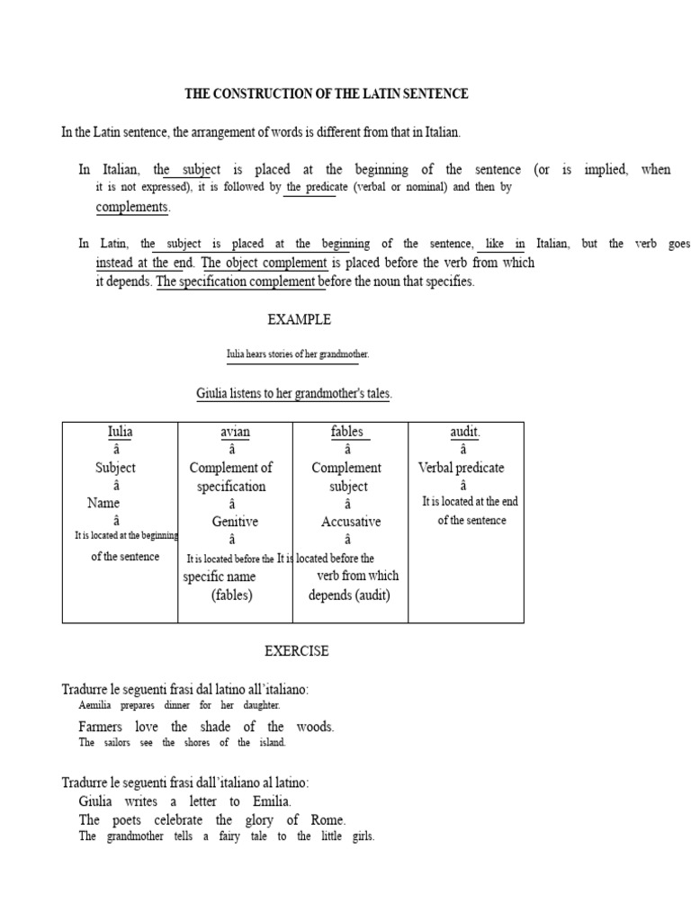 05 - The Construction of The Latin Sentence | PDF