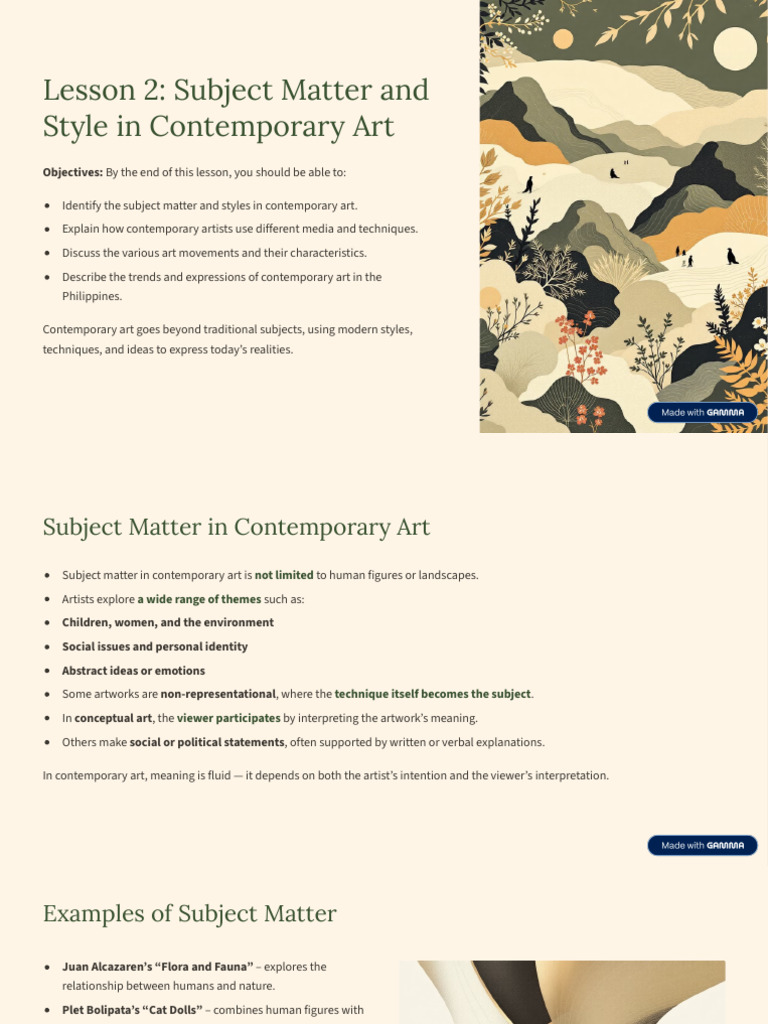 Contemporary Art: Subject Matter & Styles | PDF | Contemporary Art ...