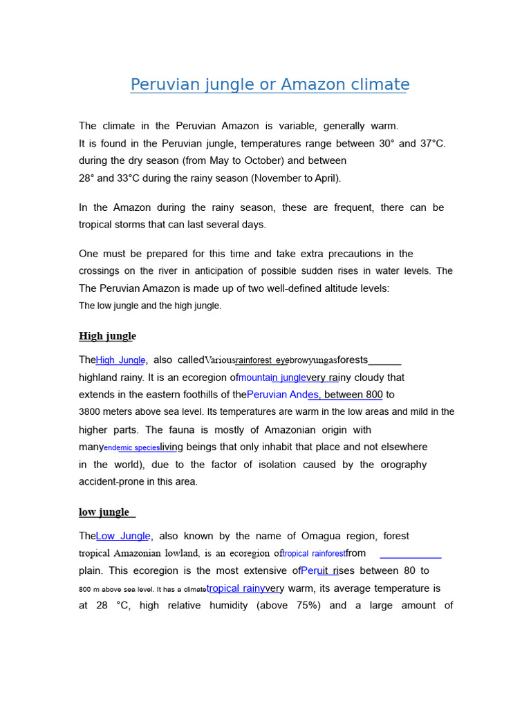 Amazon Rainforest Climate in Peru | PDF