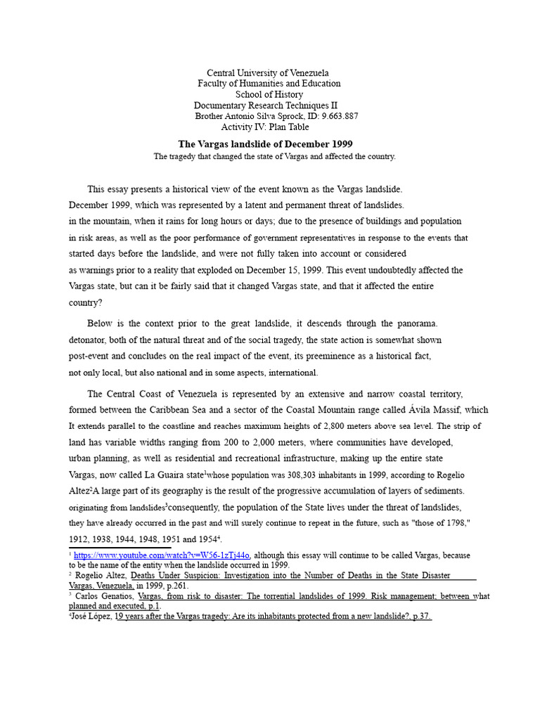 The 1999 Vargas Landslide: A Historical Analysis | PDF | Rain | Earth ...