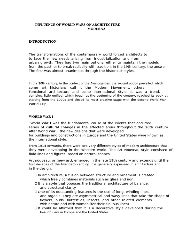 Influence of the World Wars on Modern Architecture | PDF | Positivism