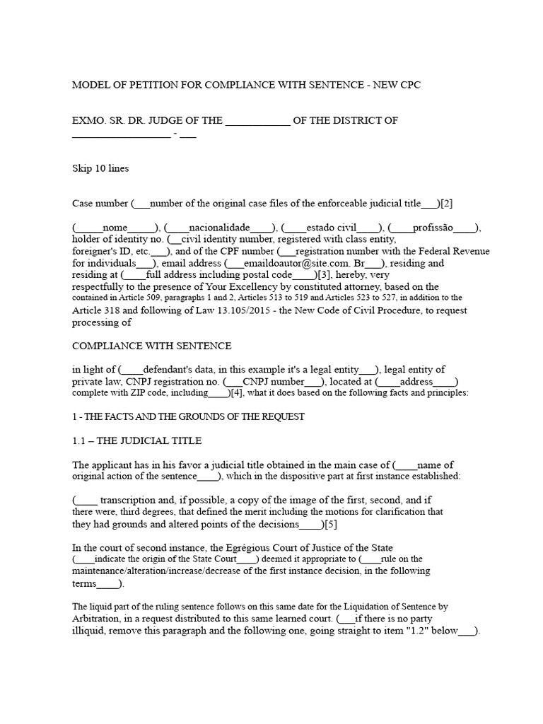 Petition for Sentence Compliance - New CPC | PDF | Judgment (Law ...