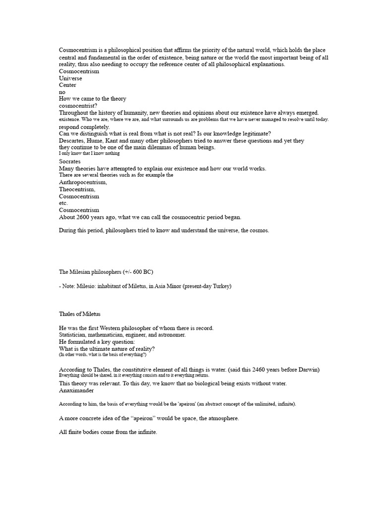 Cosmocentrism Is A Philosophical Position That Affirms The Priority of ...