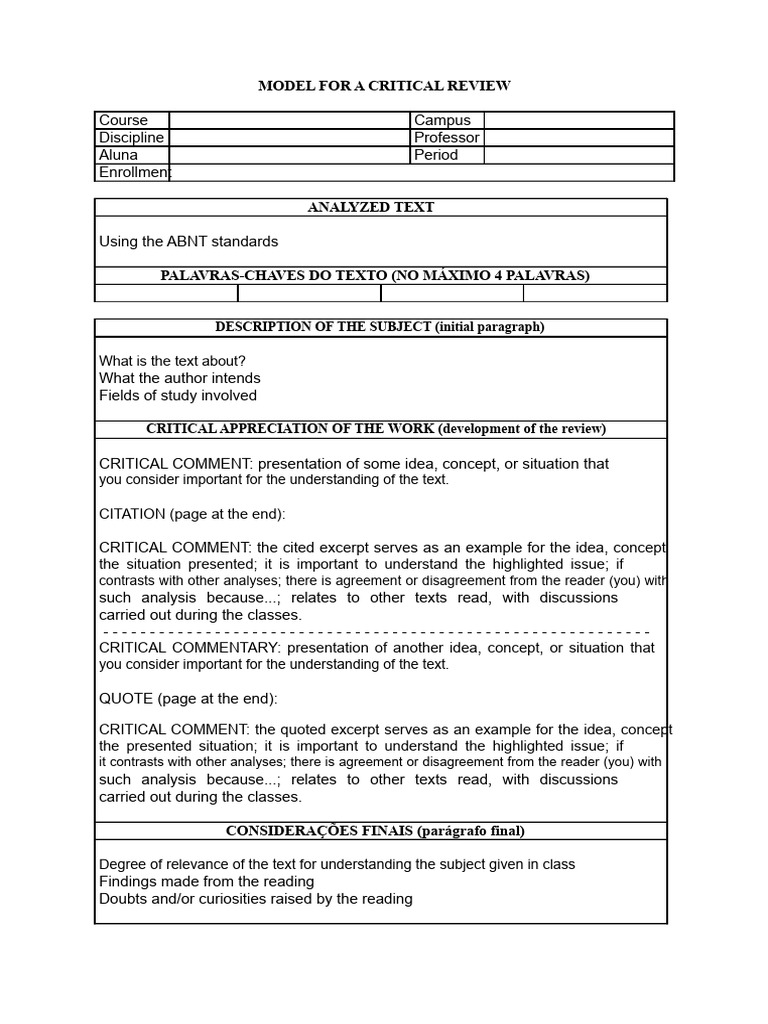 Critical Review Model | PDF
