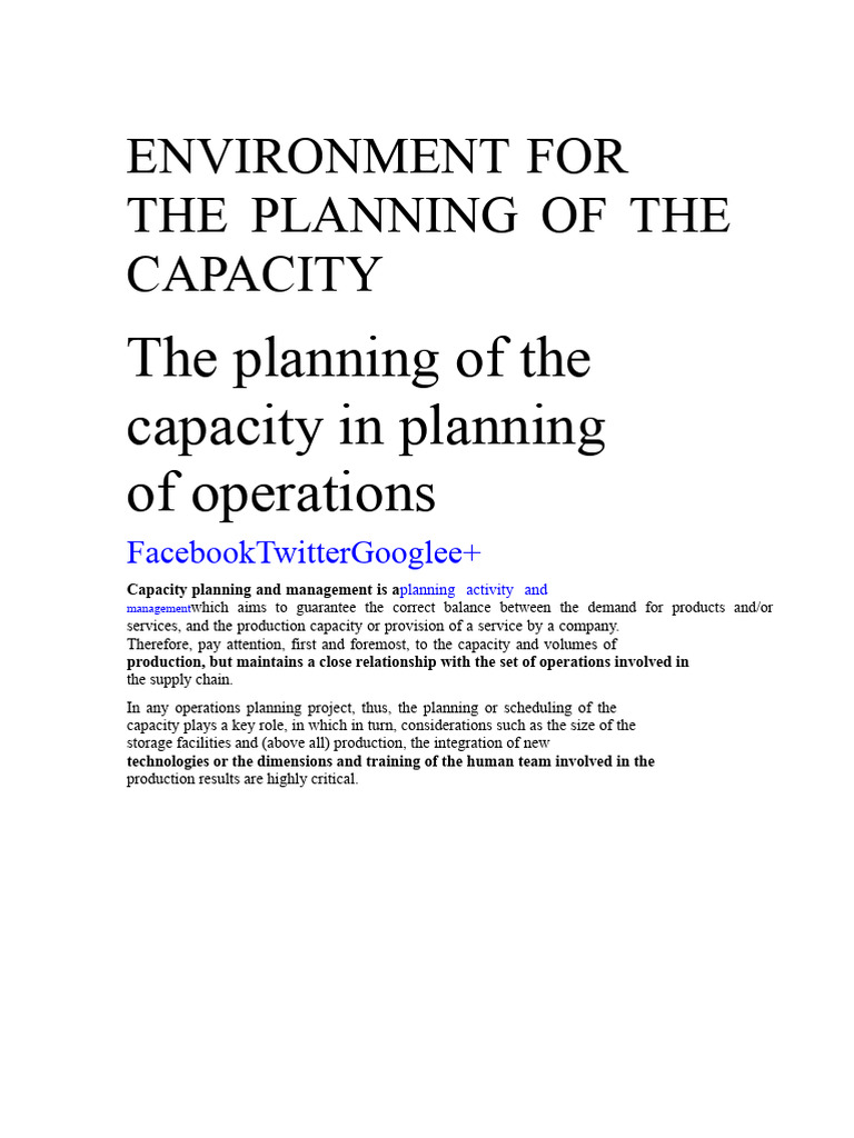 Effective Capacity Planning Strategies | PDF | Logistics | Business