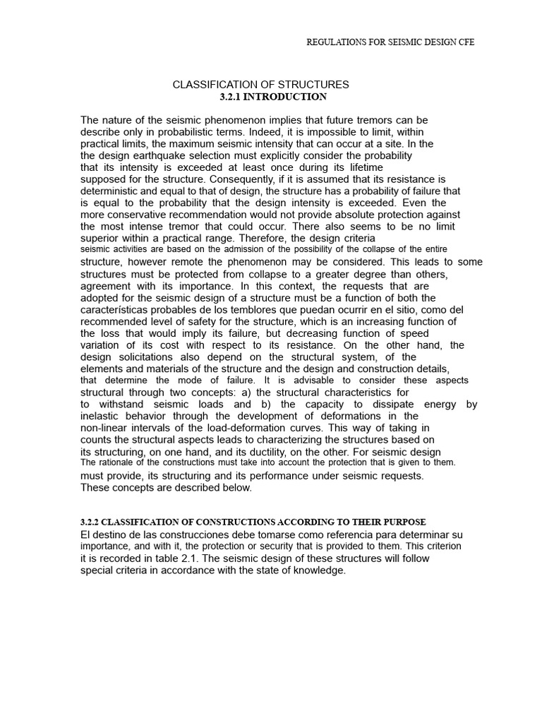 Seismic Design Regulations and Structure Classification | PDF ...