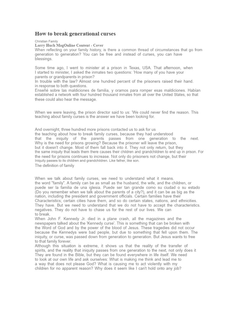 How to break generational curses | PDF | Religious Belief And Doctrine