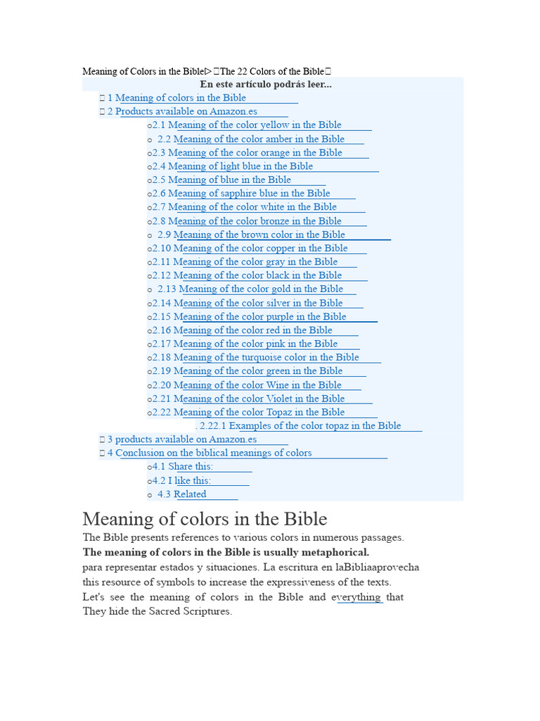 Meaning of Colors in The Bible | PDF | Color | Bible