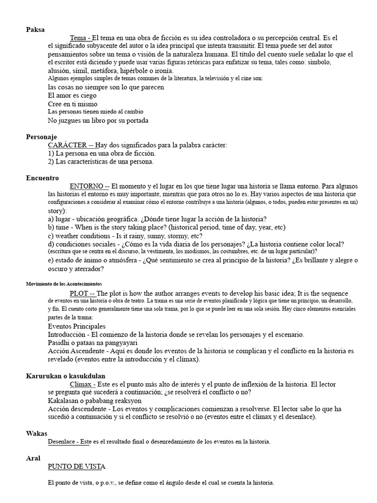 Elementos de Un Relato Corto | PDF | Trama (narrativa)