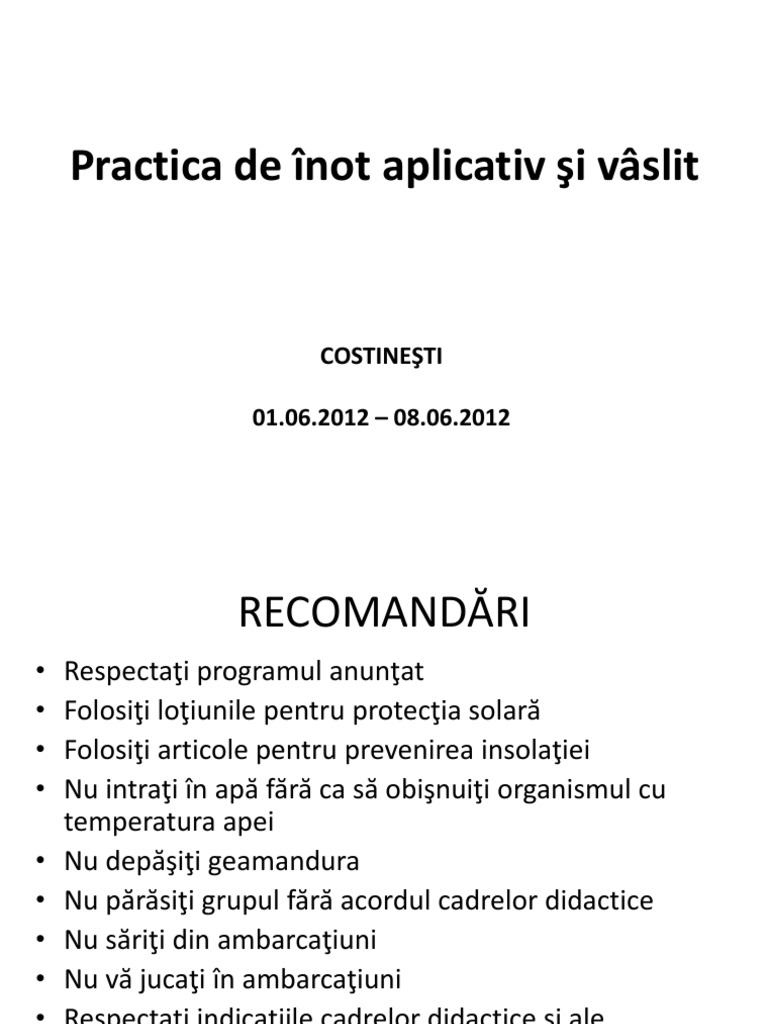 Practica de Inot Aplicativ Si Vaslit | PDF