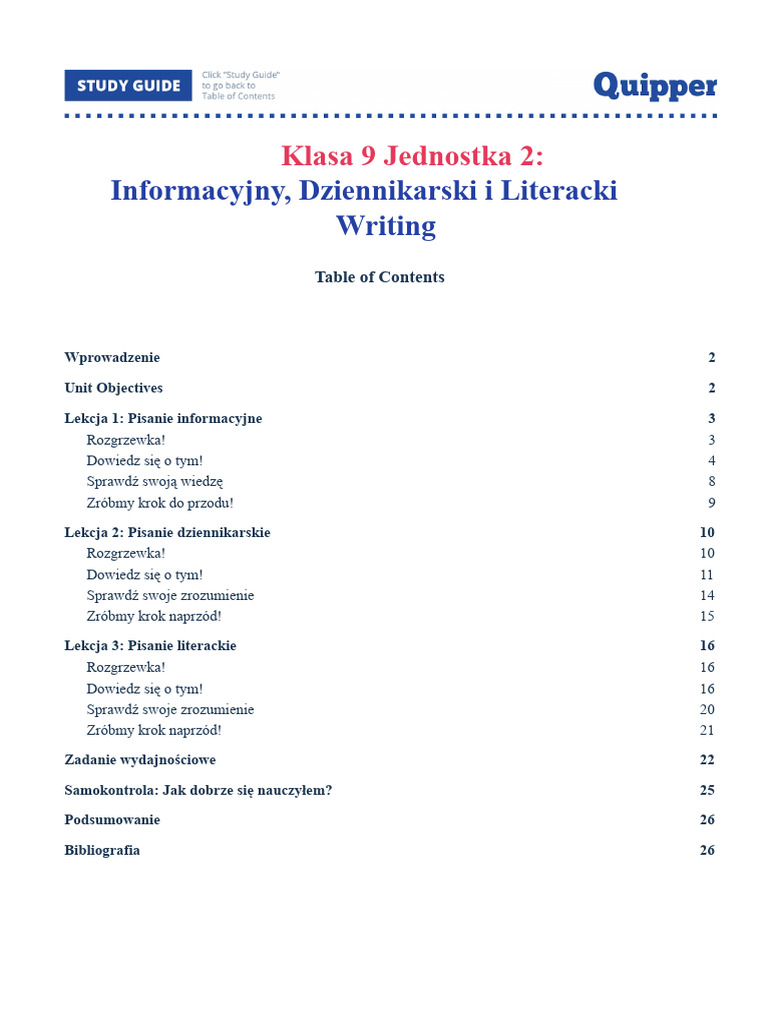 PDF_Angielski Klasa 9_Jednostka 2_Pisanie Informacyjne, Dziennikarskie ...
