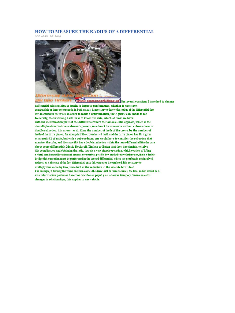 Measure Differential Radius for Trucks | PDF