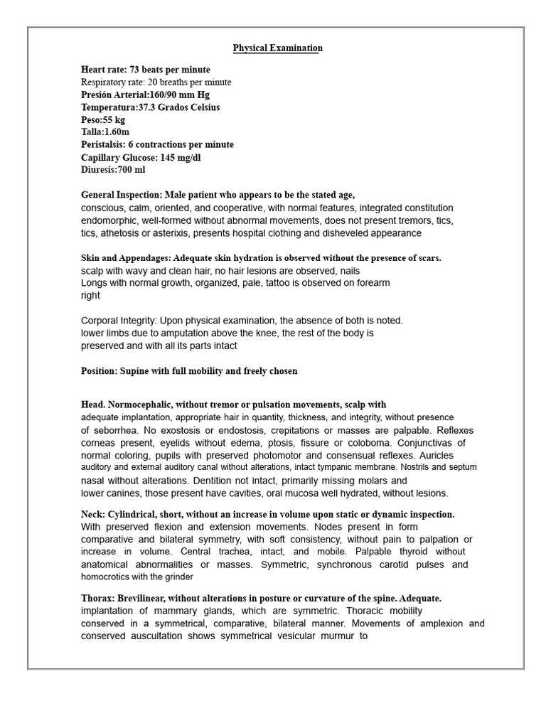 Comprehensive Physical Examination Report | PDF | Abdomen | Heart