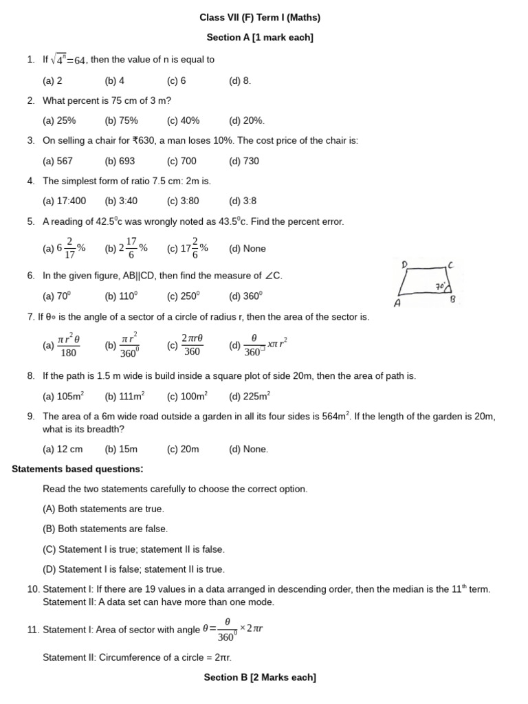 Class VII Math Foundation by NKY | PDF | Area | Angle