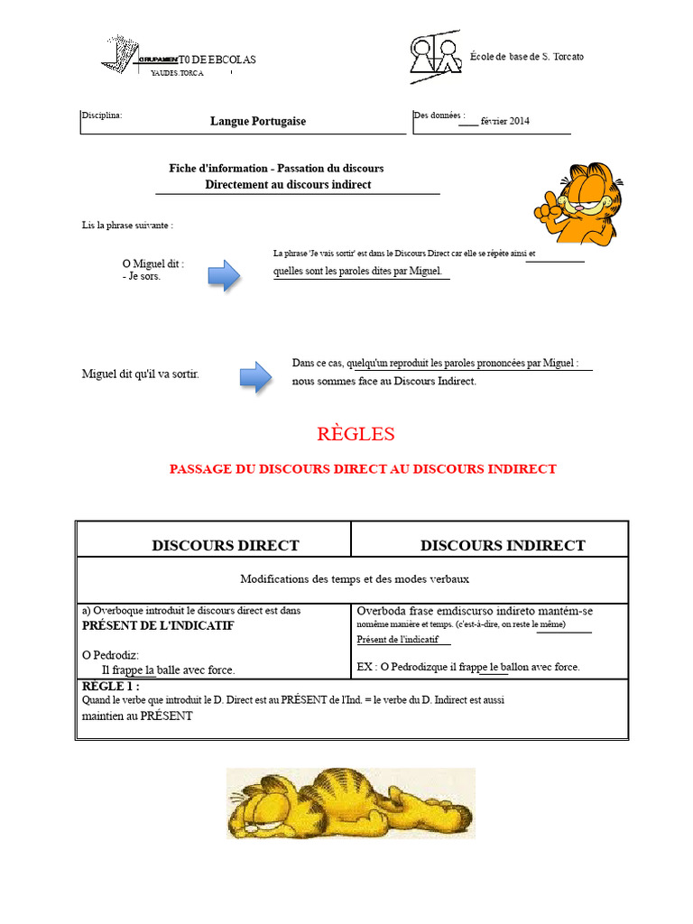 Règles du discours direct à indirect | PDF | Verbe | Morphologie ...