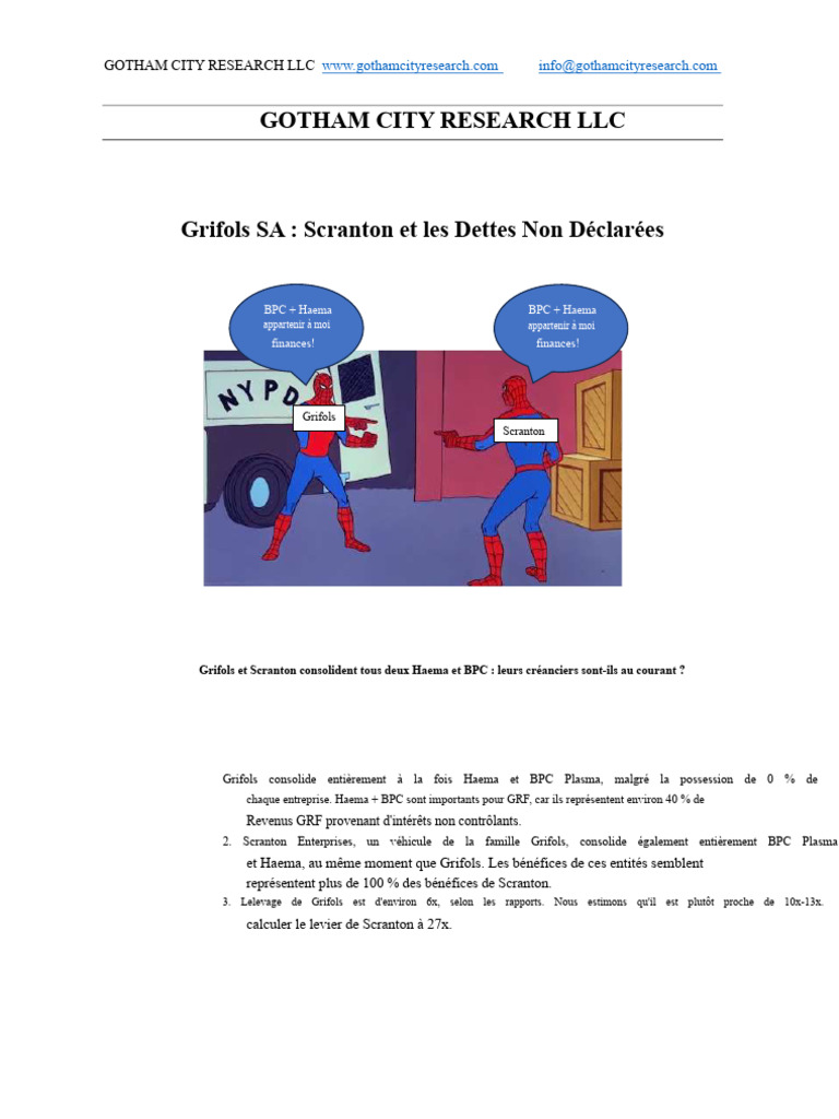 Grifols et Scranton : Dettes Cachées et Consolidation | PDF | Dettes ...
